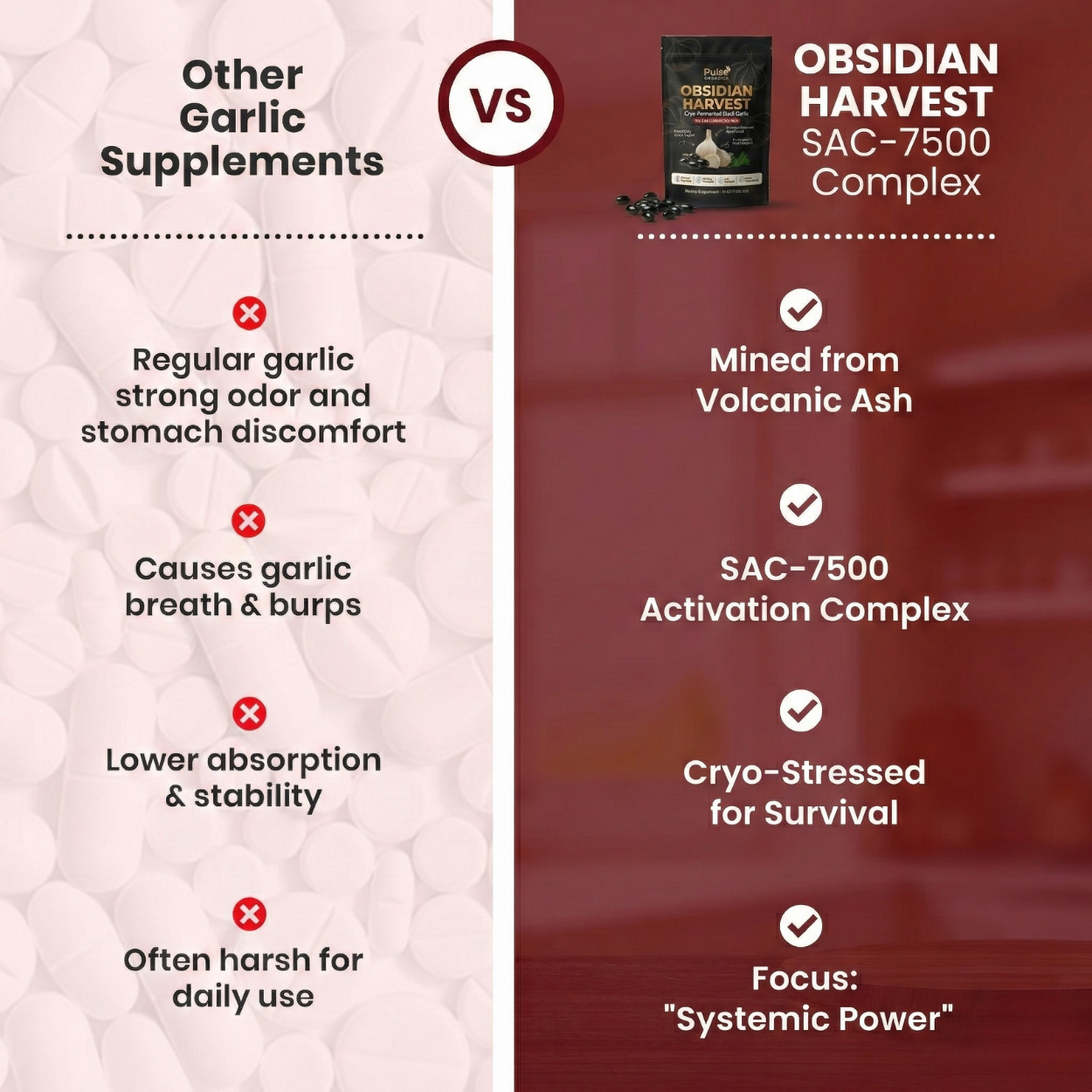 Obsidian Harvest Garlic - 7500mg Odorless Softgels – Pulse Organics