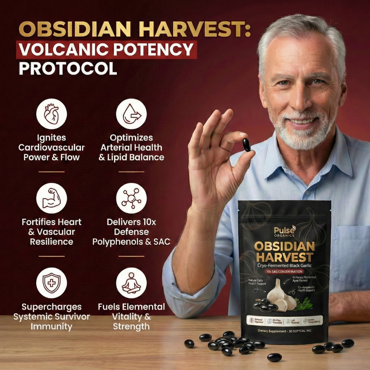 Obsidian Harvest Garlic - 7500mg Odorless Softgels – Pulse Organics